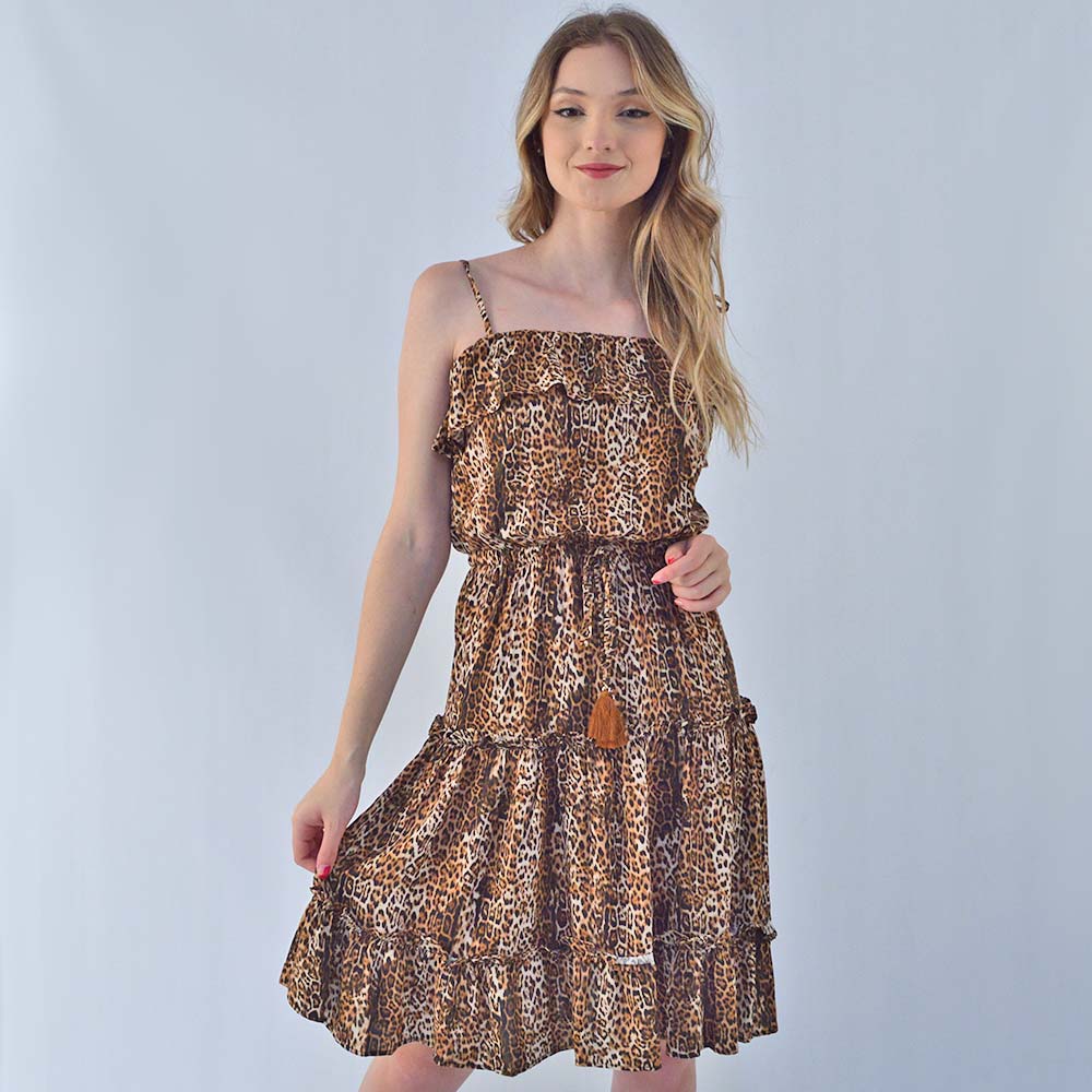 Vestido Curto Animal Print Alpelo - Pole Modas