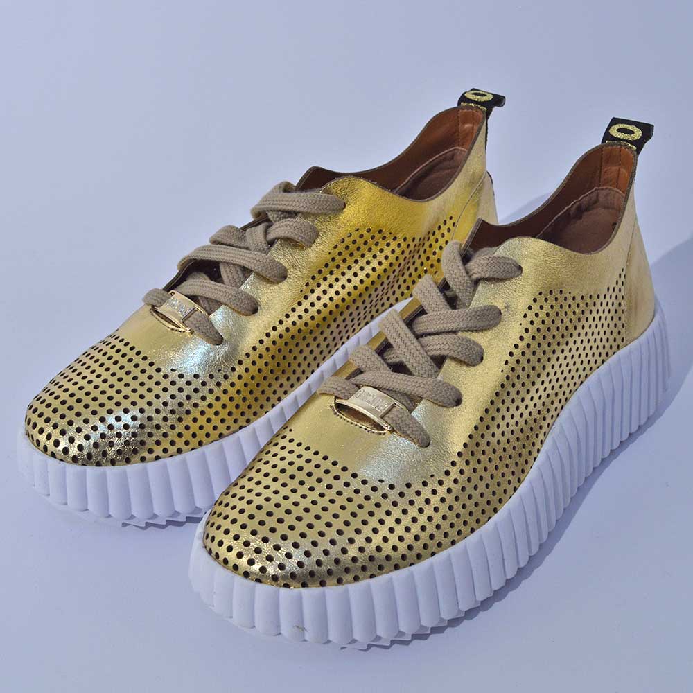Tênis Couro Slip On Orcade Dourado - Pole Modas