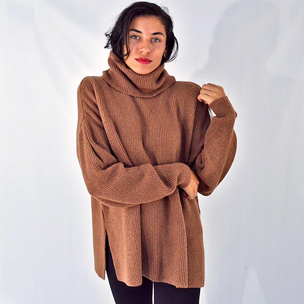 Blusa Tricot Marrom Tricot Nacional Promo - Pole Modas
