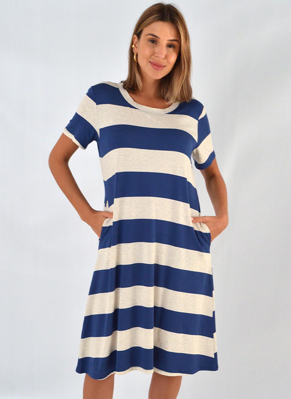 Vestido Fibras Naturais Delamo Azul - Pole Modas