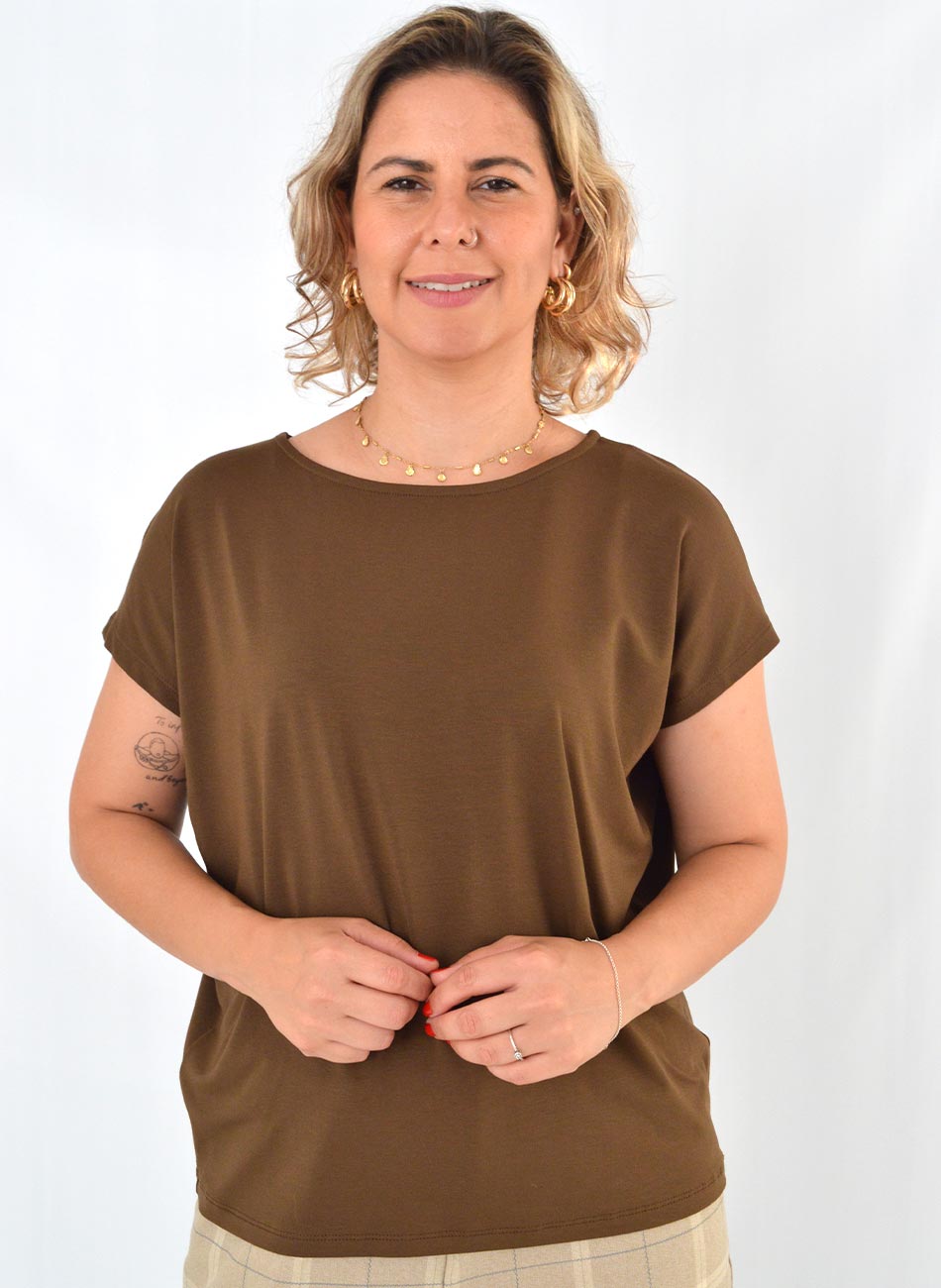 Blusa Cor Marrom Viscolycra Delamo - Pole Modas