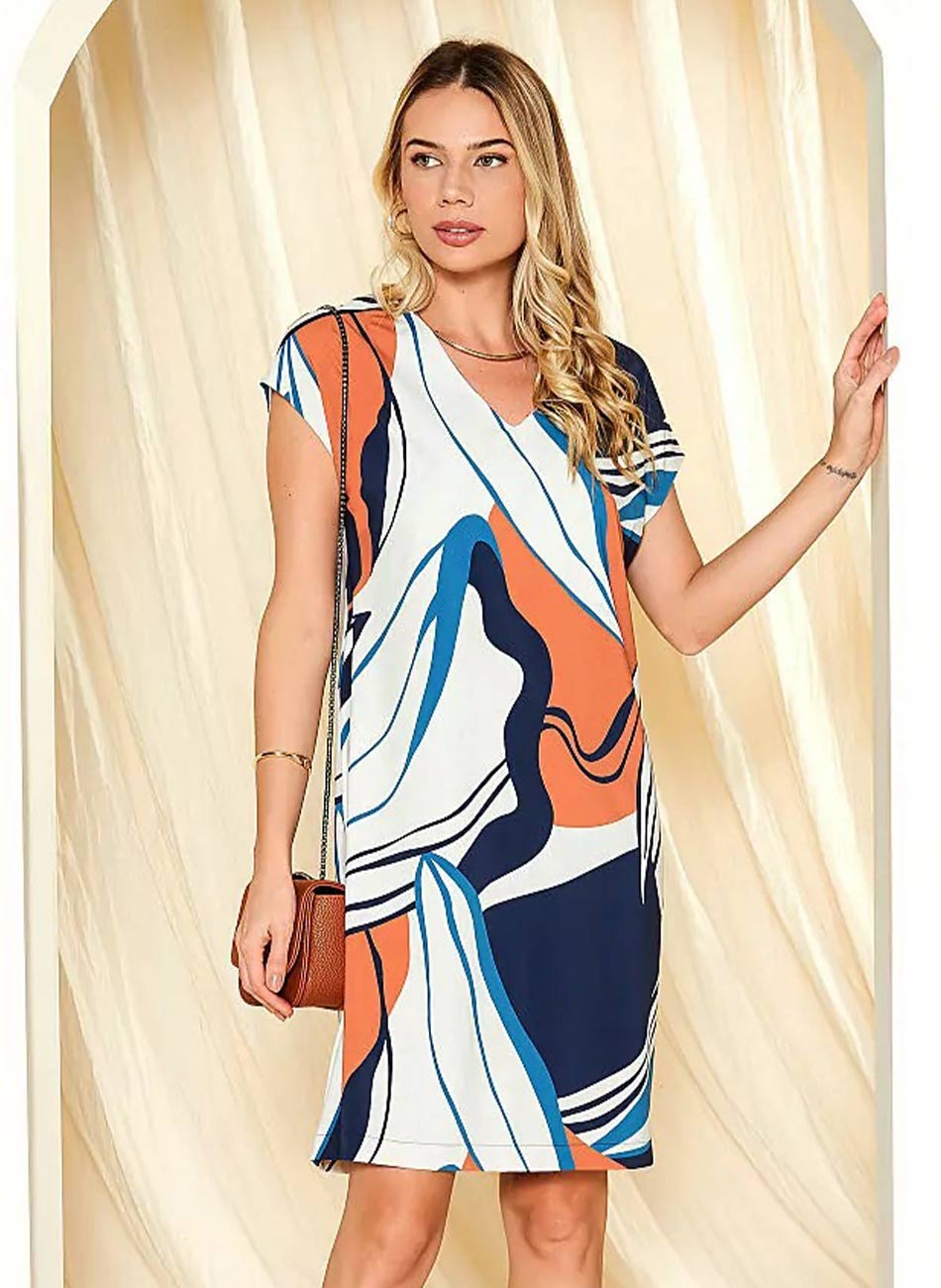 Vestido Cof Cof Fluity Curto Estampa Coimbra - Pole Modas